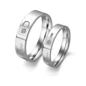 Key And Lock Promise Ring Band For Him & Her - Anniversary - Engagement ...