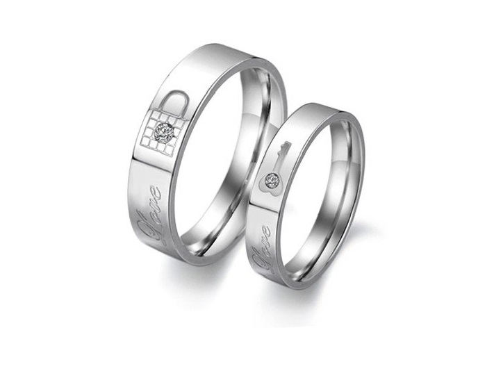 Key And Lock Promise Ring Band For Him & Her - Anniversary - Engagement ...