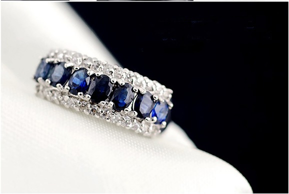 Stunning White Gold Filled Midnight Blue Sapphire Ring - Avail Sizes 6 ...