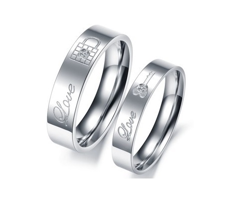Key And Lock Promise Ring Band For Him & Her - Anniversary - Engagement ...