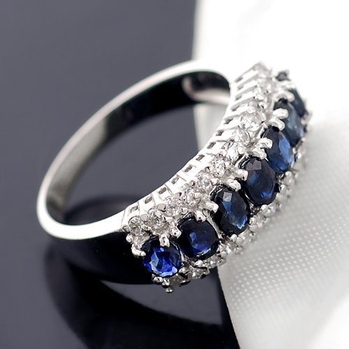 Stunning White Gold Filled Midnight Blue Sapphire Ring - Avail Sizes 6 ...