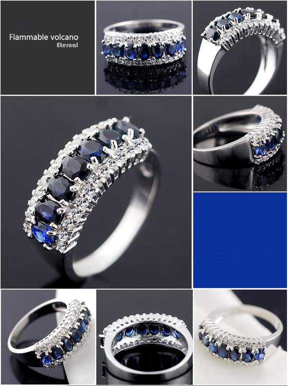 Stunning White Gold Filled Midnight Blue Sapphire Ring - Avail Sizes 6 ...
